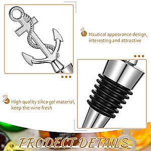 20 Pcs Anchor Wine Bottle Stopper Beach Themed Wine Stoppers Nautical Wine Gifts Nautical Wedding Favor Anchor Vacuum Red Wine Preservation Stopper for Party Shower Holiday Birthday, Silver
