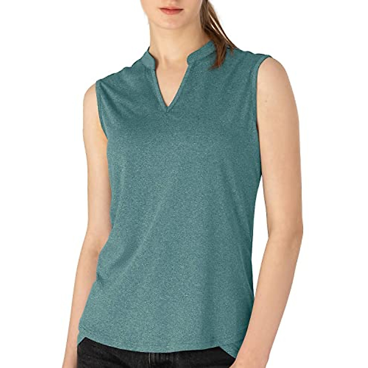Rdruko Women's Golf Polo Sleeveless Lightweight Quick Dry Workout Tank Tops(Blackish Green, US M)