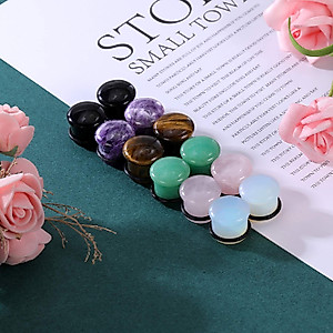ZS 6 Pairs Mixed Stone Single Flare Ear Plugs Gauges Tunnels Expander with Silicone O-Ring (Gauge=4g(5mm))