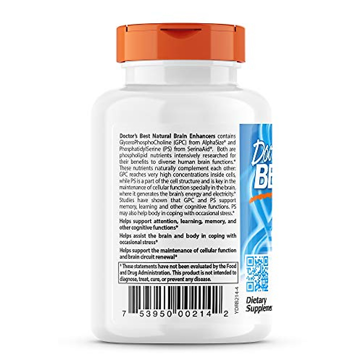Doctor's Best Natural Brain Enhancers, Non-GMO, Vegan, Gluten Free, 60 Veggie Caps (DRB-00214)