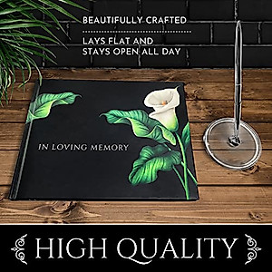 Houseware Homes funeral guest book for memorial service - Floral Designed - celebration of life guest book for funeral - This memorial guests book is the art of loving - With silver pen & pen holder |