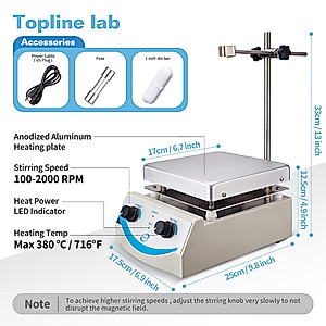SH-3 Hot Plate Magnetic Stirrer 5000ml Volume with Dual Control and 1 Inch Stir Bar