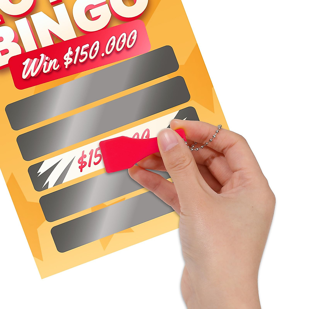 Lottery Scratcher Tool 10 Pcs Plastic Scraper Tool Keychain Scraper for Lottery Ticket Lotto Scratcher Keyring Scoop Shape Lotto Scratcher Keyring Scraper for Label Sticker Remover Tool Red