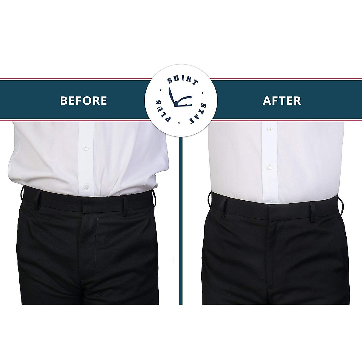 Shirt Stay Plus Tuck-It Belt Style Shirt Stay for Men Police from (Made in USA -Standard Size)(Select Series) Hidden Shirt Tucker Holder (2 Pack)