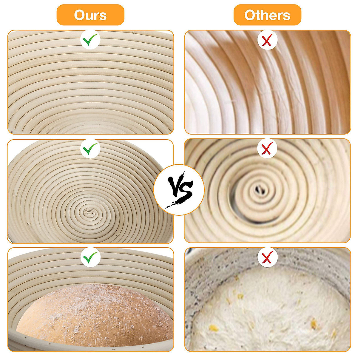 Lithos Bread Proofing Basket - 10 Inch Round Banneton Baskets Kit - Splinter-Free, Non-Stick Surface, Cloth Liners Accessories - Bake Bread Gifts for Home Bakers