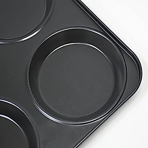 kefyixc Muffin Top Pan Yorkshire Pudding Non-Stick Plate 4 Cups Muffin Tray, Non-Stick Coating Cupcake & Mini Muffin Pan, Bread Pan - Black