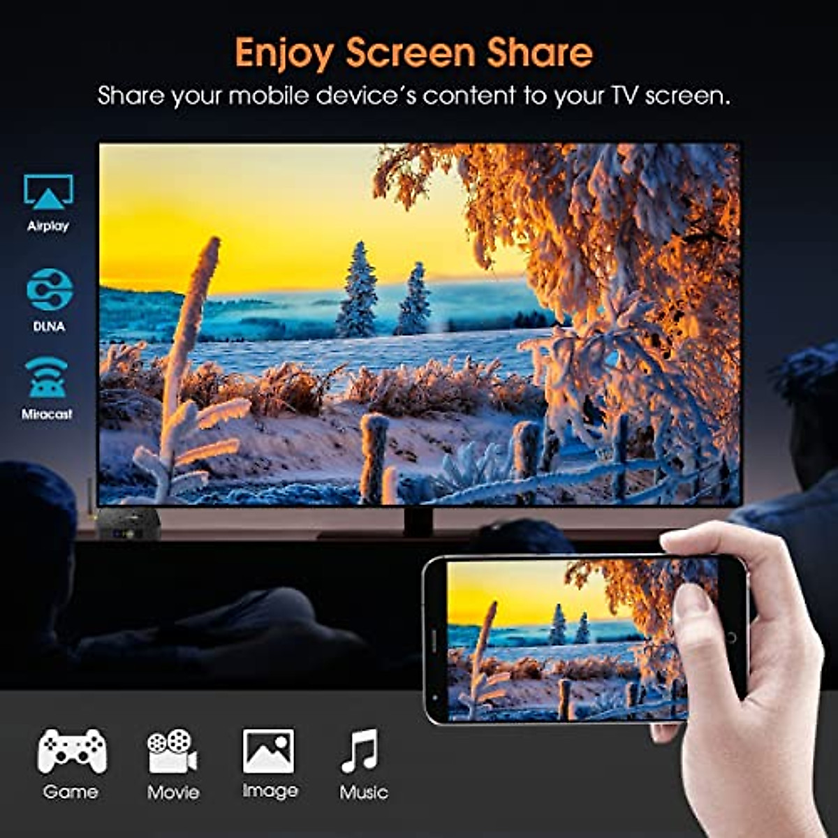 Android TV Box, Android TV Box 4GB 32GB, 2.4GHz/5GHz Dual-WiFi Bluetooth with Dual-Antenna Quad Core 64 Bits 3D/4K/H.265/USB3.0 Android Box with Wireless Keyboard