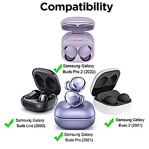 Military Armor Case with Secure Lock for Samsung Galaxy Buds Pro 2 Case/Buds Pro Case/Buds Live Case/Buds 2 Case Cover Full-Body Rugged Hard Shell for Men Women with Keychain Carabiner #Black