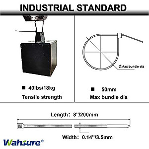 Extreme High Heat Resistant Cable Zip Ties 8 Inch Heavy Duty Green Zipties 100pcs,Weather Proof Plastic Tie Wraps Heat Stabilized 40 Pounds Tenstil Strength for Duct,Apply to Temp 266 Degree F