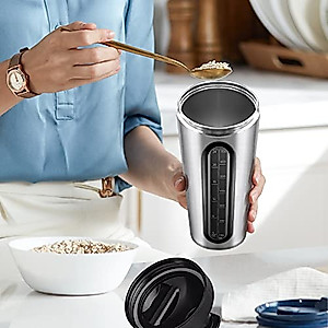 Jeedoo Protein Shaker Bottle, 28oz Shaker Bottles for Protein Mixes and Pre Workout, Visible Window, Stainless Steel Shaker Bottle Leak Proof (silver)