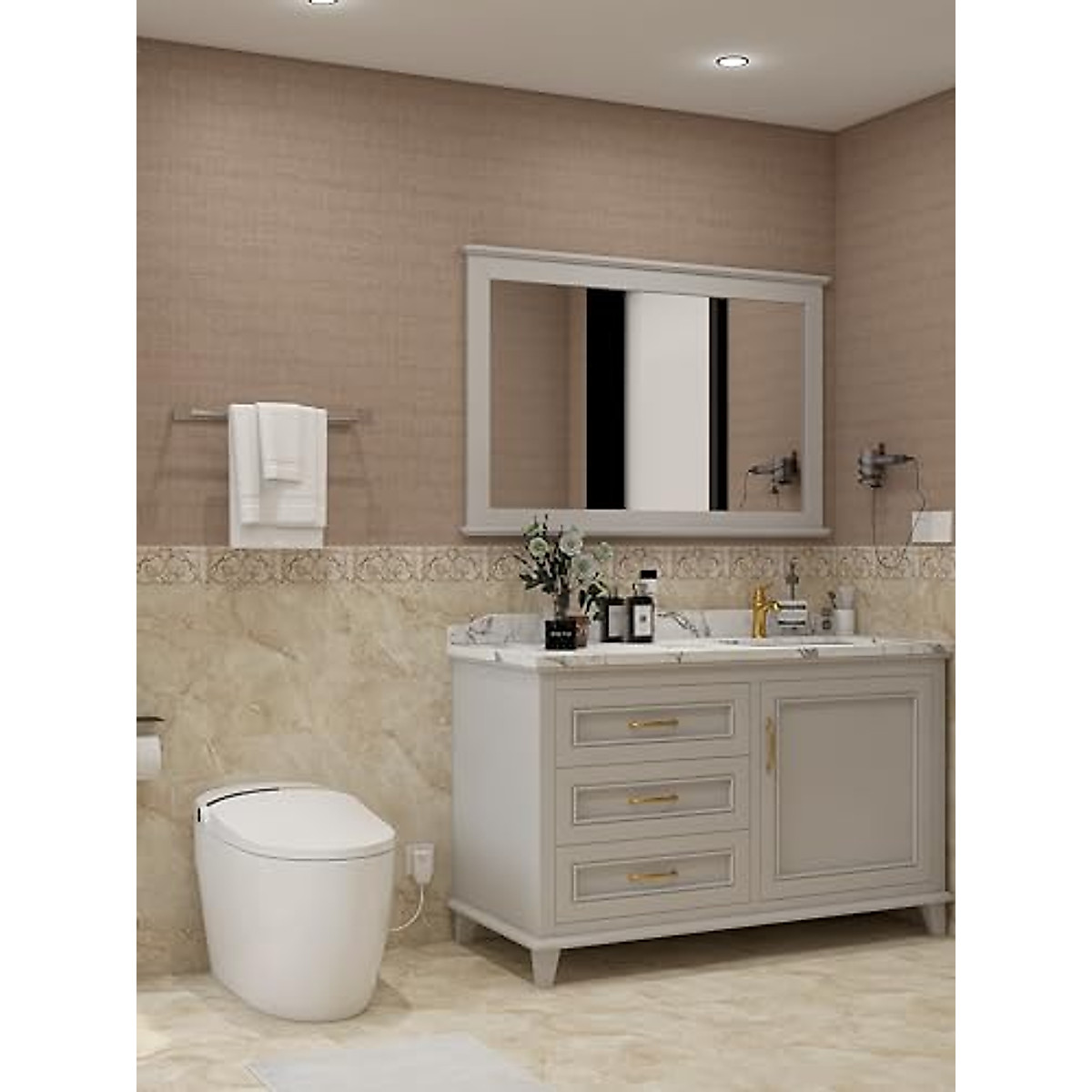 Smart Bidet Toilet- Tankless One Piece Toilet with Remote Control,Temperature Controlled Wash Functions,Warm Air Dryer Heated Bidet Seat, Hip Cleaning Temperature Adjustment Intelligent Toilet