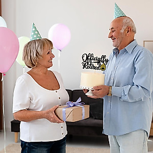 Black Glitter Officially Retired Cake Topper, Happy Retirement/Enjoy Retirement/I'm Retired Asked Someone Else, Army Themed Retirment Party Decorations(E-6)