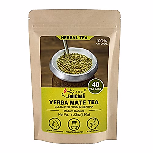 FullChea - Yerba Mate Tea Bag, 40 Teabags, 3g/bag - Unsmoked, Cultivated From Argentina - Rich In Antioxidants And Plant Nutrients
