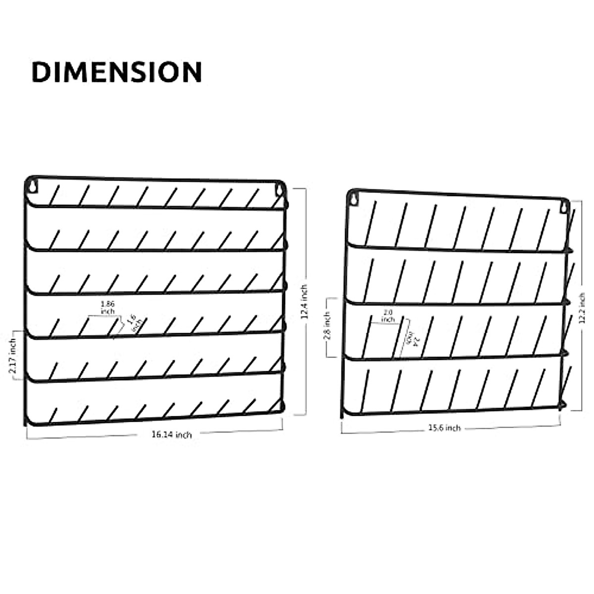 HAITRAL 2 Set of Thread Holders Wall-Mounted,54-Spool and 32-Spool Thread Organizer with Hanging Hooks,Metal Thread Rack for Mini Sewing Threads/Jewelry/Quilting/Embroidery