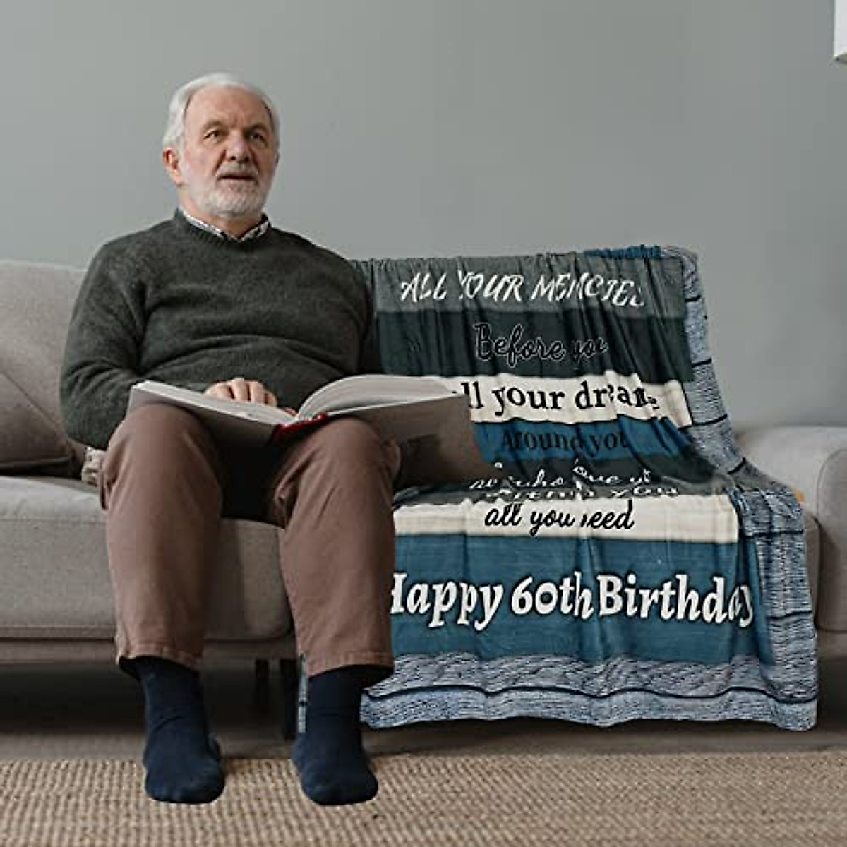 60th Birthday Gift Ideas Blanket, Happy 60th Birthday Gifts for Men Women, 60 Year Old Gifts for Women, 1962 Birthday Gifts for Men, 60 Birthday Gifts for Dad Mom, Birthday Blanket for Women 60"×50"