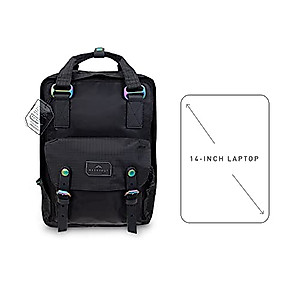 Doughnut Macaroon Gamescape Series 16L Travel School Ladies College Girls Lightweight Commuter Casual Daypacks Bag Backpack (Black)