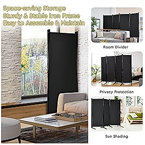 Giantex 5.6 Ft Tall 4 Panel Room Divider Black, Lightweight Portable Folding Privacy Screen, Freestanding Partition Wall Divider and Separator for Bedroom Home Office Apartment Studio