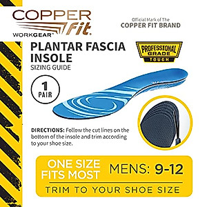 Copper Fit Men's Work Gear Heavy Duty Insoles, Blue, Size 9-13