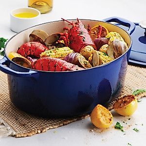 Tramontina Covered Oval Dutch Oven Gourmet Enameled Cast Iron 7-Quart, Gradated Cobalt, 80131/078DS