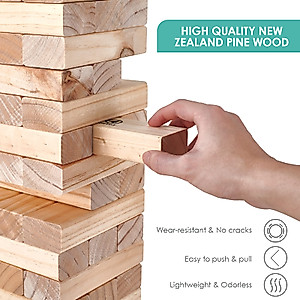 CELETOY Giant Stacking Game, Quick Set-up & Quick Storage Block Wooden Tower Game Set with Carrying Bag and Tumble Tower Box, Grows to Over 6ft, Lawn Games Backyard Outdoor