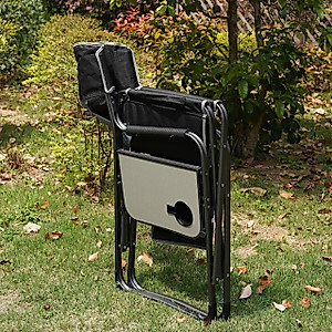 LET'S CAMP Oversized Folding Director Chair Outdoor Camping Chair with Side Table and Pocket for Picnic, Hiking, Fishing, Heavy Duty Supports 300 LBS