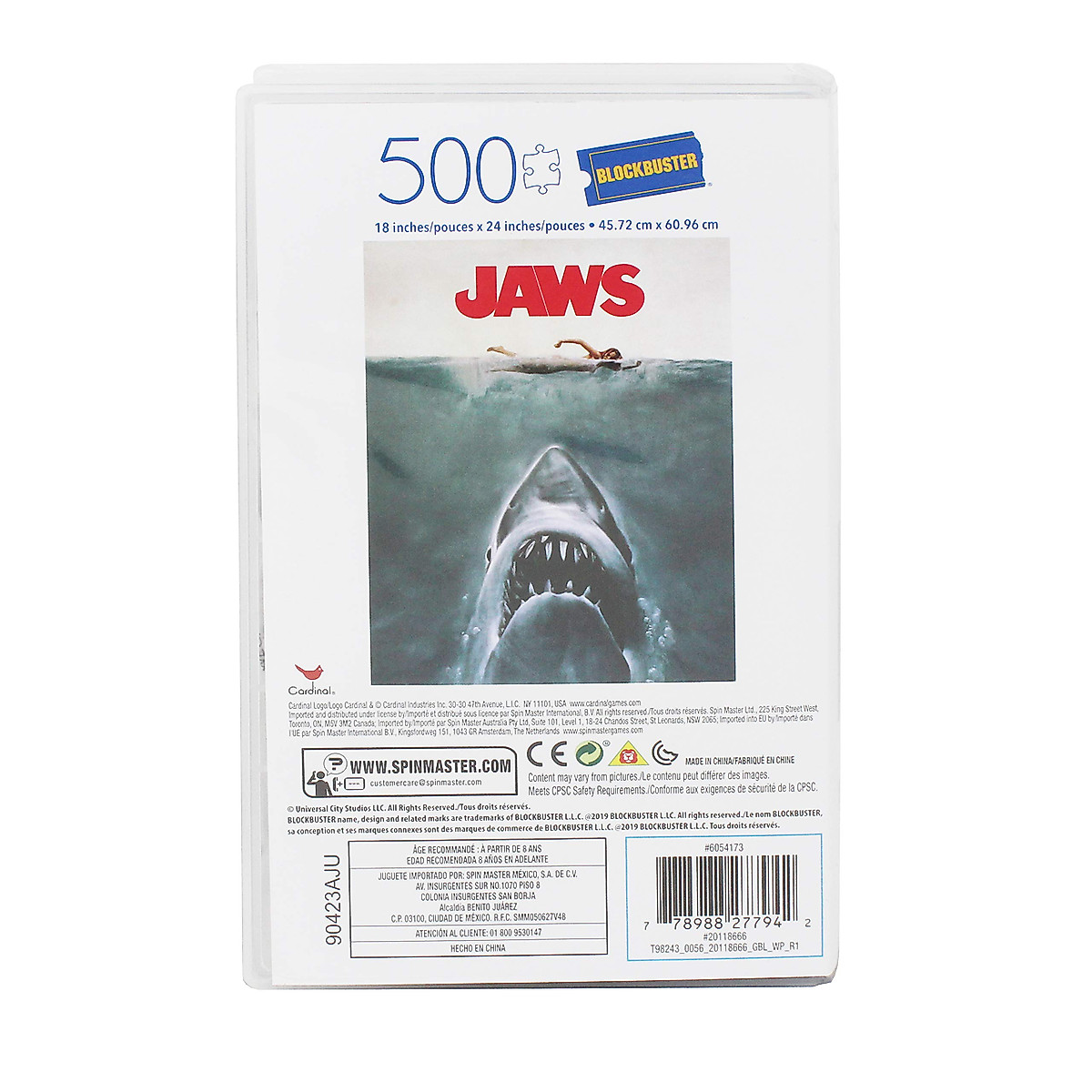 Jaws Movie 500-Piece Puzzle in Plastic Retro Blockbuster VHS Video Case
