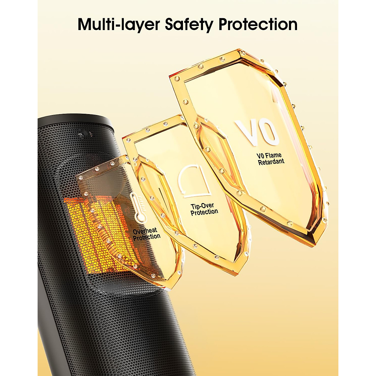 Electric Space Heater Indoor Use, 1500W Fast Heating PTC Portable Heaters with Thermostat and Remote, 12H Timer, Overheating Protection, 60° Oscillation, Room Ceramic Heater for Office Bedroom Home