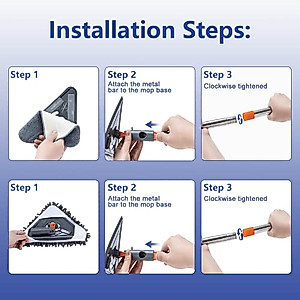 85" Wall Mop, Wall Cleaner with Long Handle, 360° Rotation, Ceiling Cleaning Tool with Extension Pole 39" to 85 ",6 Microfiber Chenille Pads