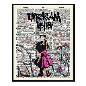 Motivational Graffiti Dictionary Art for Room Decorations, Home, Apartment or Office Decor - Upcycled Wall Art Poster Print Photo - Unique Modern Street Art and Gift for Women Entrepreneurs
