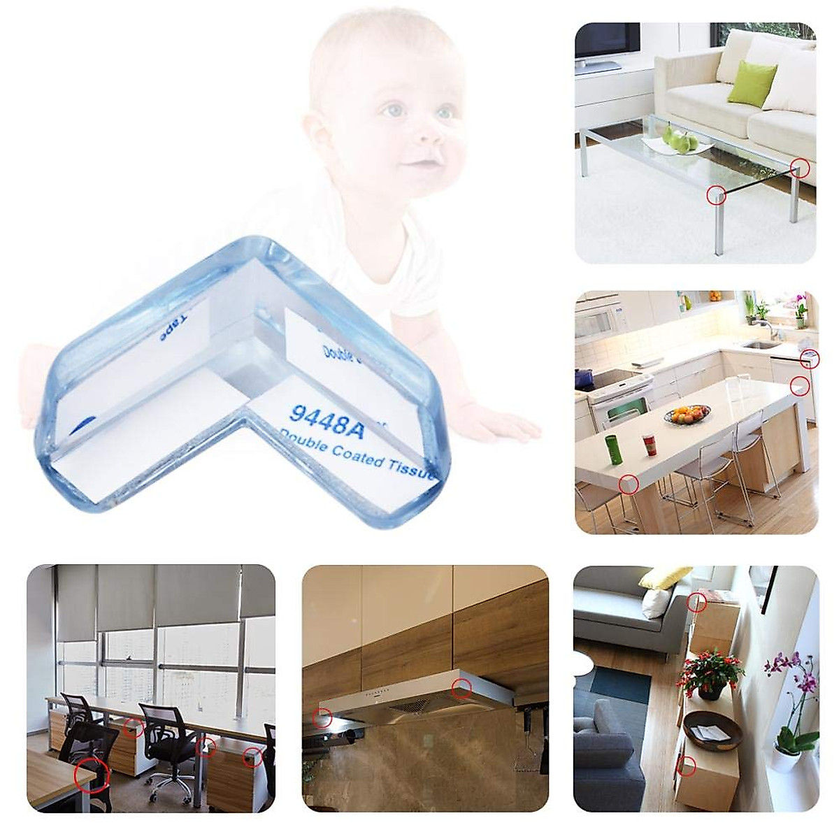 5Pcs L-Shaped Corner Guards Baby Safety Sharp Table Furniture Corner Protectors with Extra Adhesive Tape for Backup Use