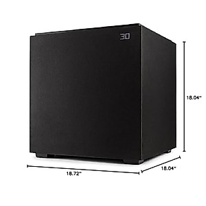 Definitive Technology Descend DN12 12" Subwoofer (2021 Model) - Optimized for Movies and Music, New 3XR Architecture, 1500W Peak Class H Amplifier & (2) Pressure-Coupled 12" Bass Radiators, Black