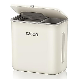 Kitchen Trash Can for Counter Top or Under Sink, 3.2 Gallon Large Capacity Dry and Wet Separation Hanging Trash Bin for Cupboard/Bathroom/Office, Kitchen Waste Bin with Scraper and Liquid Container