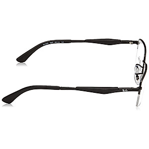 Ray-Ban RX6285 Rectangular Prescription Eyeglass Frames, Matte Black/Demo Lens, 53 mm