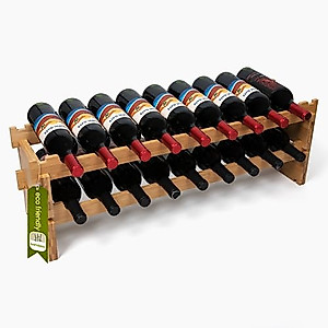 DECOMIL - 18 Bottle Wine Rack | Wine Rack Stand | Modular and Stackable | Wine Bottle Organizer for Countertop (9 Bottle)