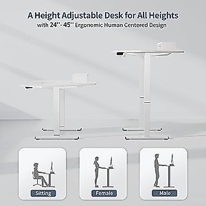 BANTI L-Shaped Electric Standing Desk, 48 Inch Adjustable Height Stand Up Desk with Monitor Stand, Sit Stand Home Office Desk with White Top