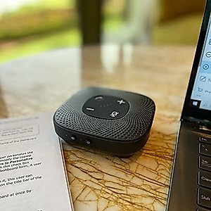CA Essential Speakerphone SP-2000 - USB and Bluetooth Speakerphone, Clear Sound, 360 Degree Noise Cancelling Microphone with 3m Range, 66 Ft BT Wireless Range, by Cyber Acoustics