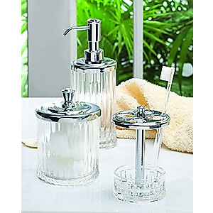 iDesign Alston Bathroom Vanity Canister Jar for Cotton Balls, Swabs, Cosmetic Pads - Clear/Chrome 3.5" x 3.5" x 5.1"