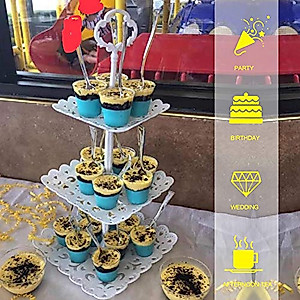 2pcs 3 Tier Dessert Stands Fruit Plates for Wedding Baby Shower Birthday/Tea Party (2pcs Square)
