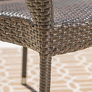 Christopher Knight Home Mirage Outdoor Wicker Stacking Dining Chairs, 4-Pcs Set, Multibrown