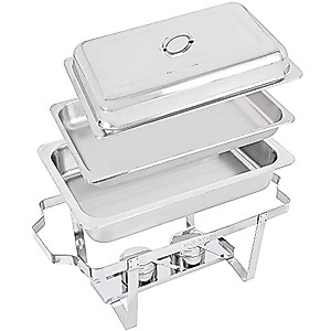 ZENY 4 Packs Chafing Dish Buffet Set, 8 Quart Stainless Steel Buffet Servers and Warmers for Party Catering, Complete Chafer Set with Water Pan, Chafing Fuel Holder
