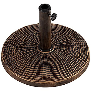 Yaheetech 22 lbs Heavy Duty Outdoor Umbrella Base 18" Round Patio All-Weather Umbrella Stand Market Umbrella Base for Garden & Lawn, Bronze
