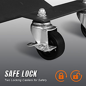 Jack Boss Car Dolly Set of 4, 6000lbs Capacity Wheel Dolly, Heavy Duty Vehicle Tire Skates, Steel Car Roller Dolly Moving Cars, Trucks, Black