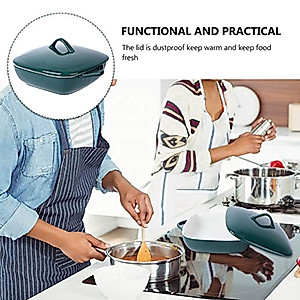 Ceramic Bread Pan Ceramic Cooking Dish Nordic Binaural Cake Dessert Bread Baking Pan with Cover Lid Micro Oven Square Plate Tray for Home Kitchen Shop Red Ceramic Loaf Pan