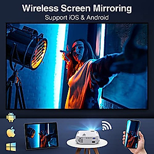 WiFi Bluetooth Projector 4K Supported, 10000L Native 1080P Outdoor Movie Projector 300" Display Home LED Video Projector with Keystone&70% Zoom for Phone/PC