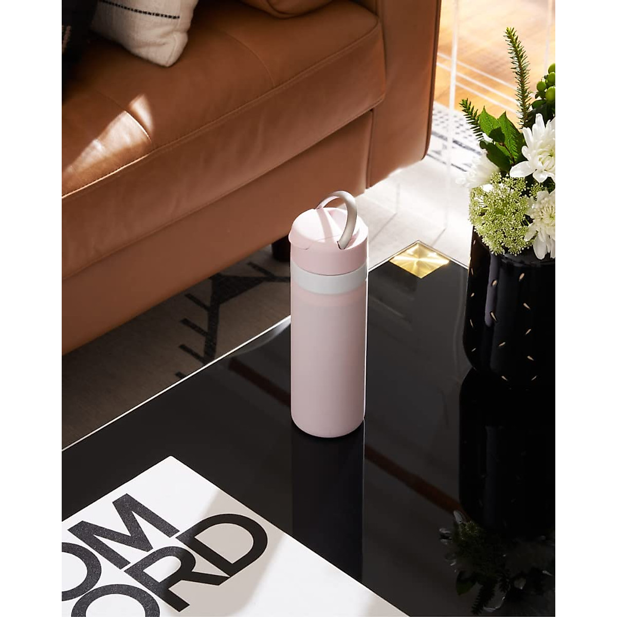 W&P Porter Drink Through Lid for Insulated Water Bottles, Leak-Proof, Carrying Handle, BPA Free, Blush