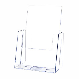 Marketing Holders 2 Pack Brochure Holder for 5.5" Bifolds Clear Acrylic Countertop Literature Organizer Space Saving Slant Back Booklet Dispenser for Trade Shows Expos and Conventions