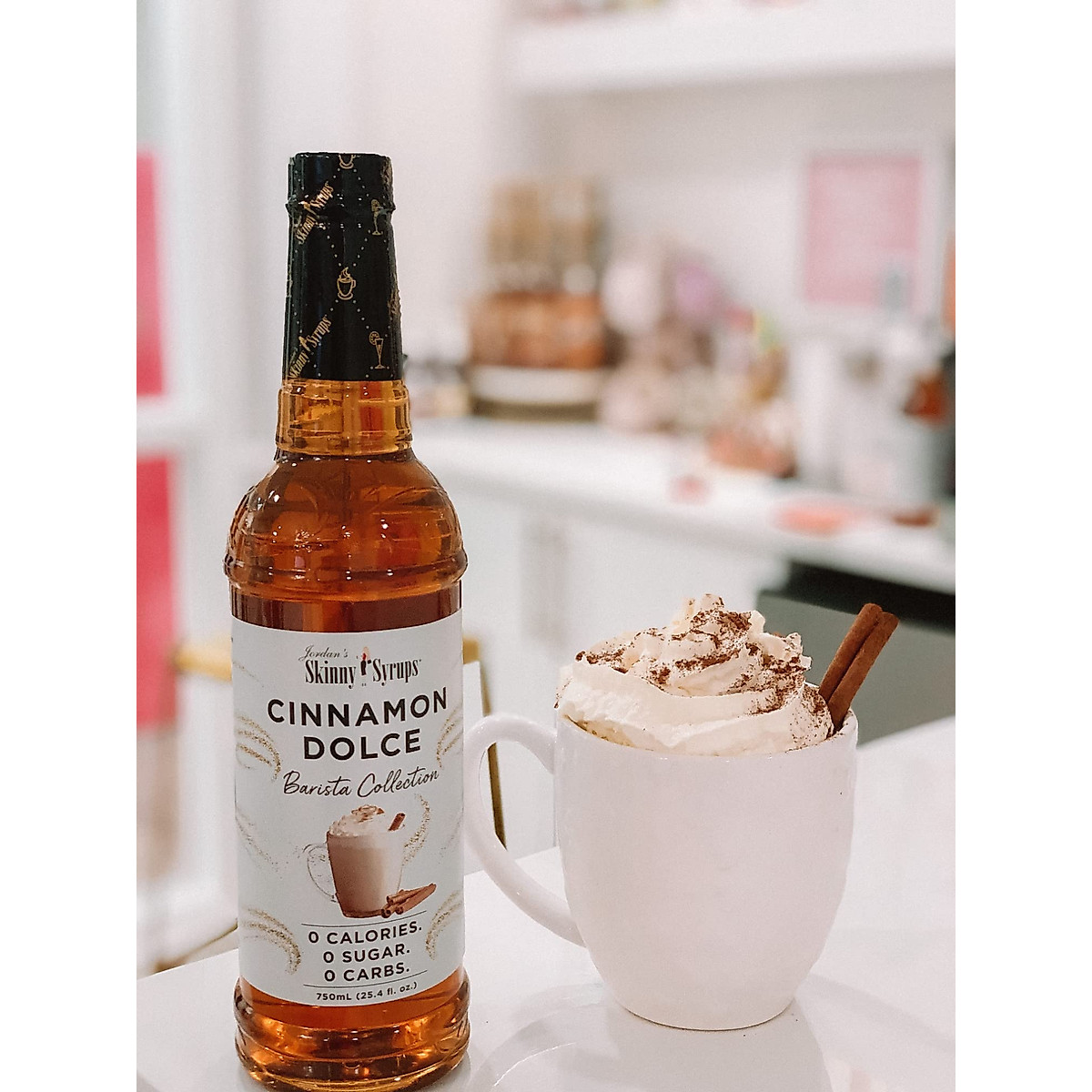 Jordan's Skinny Syrups Sugar Free 5 Flavor Variety 1 of each 750 ml Bottles (Pack of 5) with By The Cup Coasters