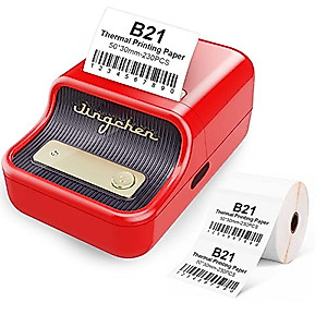 Smart Label Maker B21 with 230 Labels Bluetooth Thermal Price Barcode Label Printer Mailing Address Labels Machine Compatible with Android & iOS Applied to Organization Home Office Business (Red)