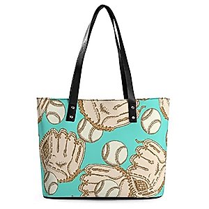 Womens Handbag Baseball Ball And Glove Leather Tote Bag Top Handle Satchel Bags For Lady