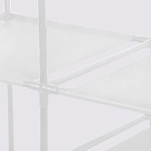 Sasoiky Garment Rack,Shoe Clothing Organizer Shelves,Freestanding Multifunctional Clothes Wardrobe- Closet with Hooks (White)